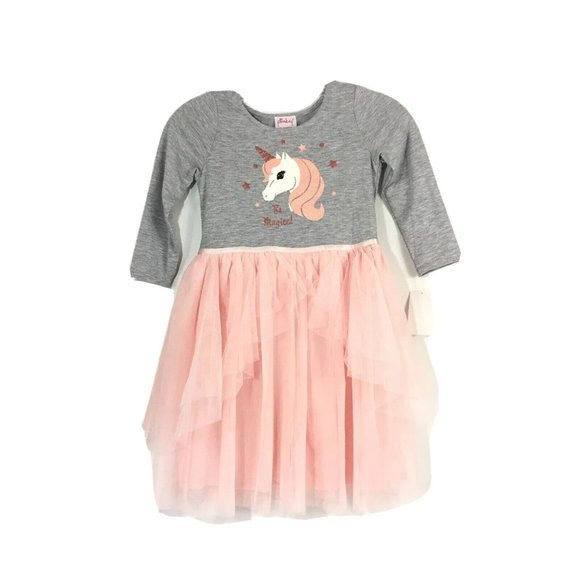 Pinky | Dresses | Pinky Girls Ruffle Tutu Unicorn Dress 8 Gray Pink ...